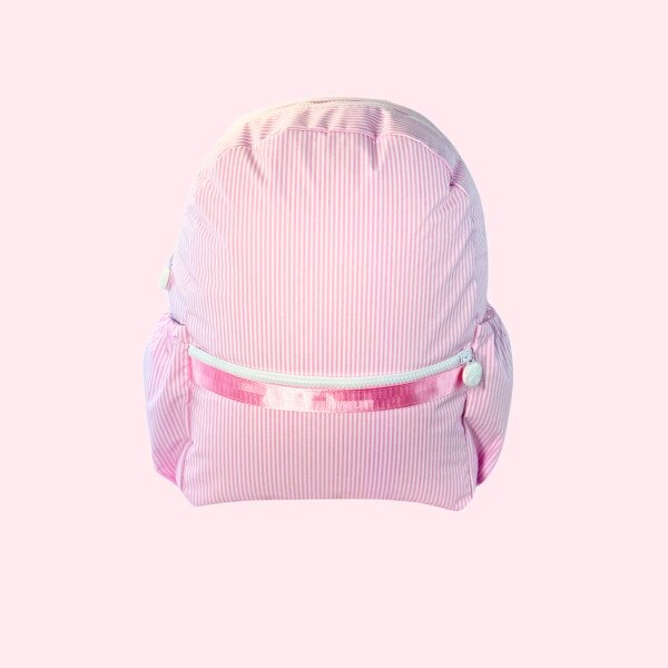 Pink Preppy Stripe Medium Backpack w/ Pockets