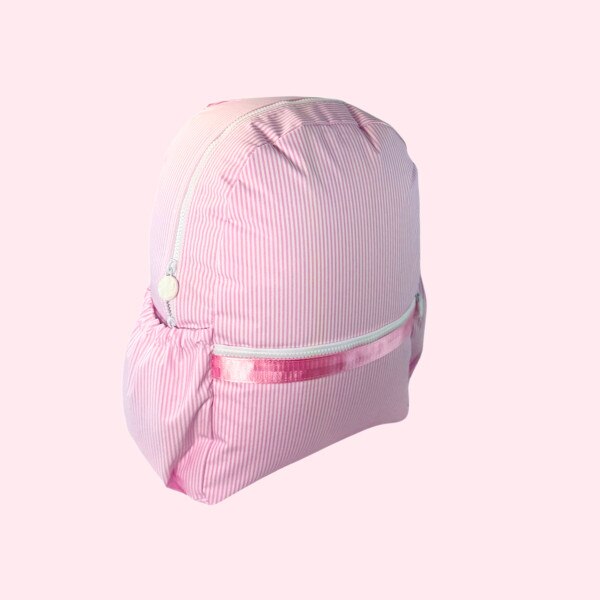 Pink Preppy Stripe Medium Backpack w/ Pockets