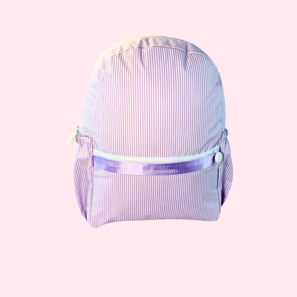 Lilac Preppy Stripe Medium Backpack w/ Pockets